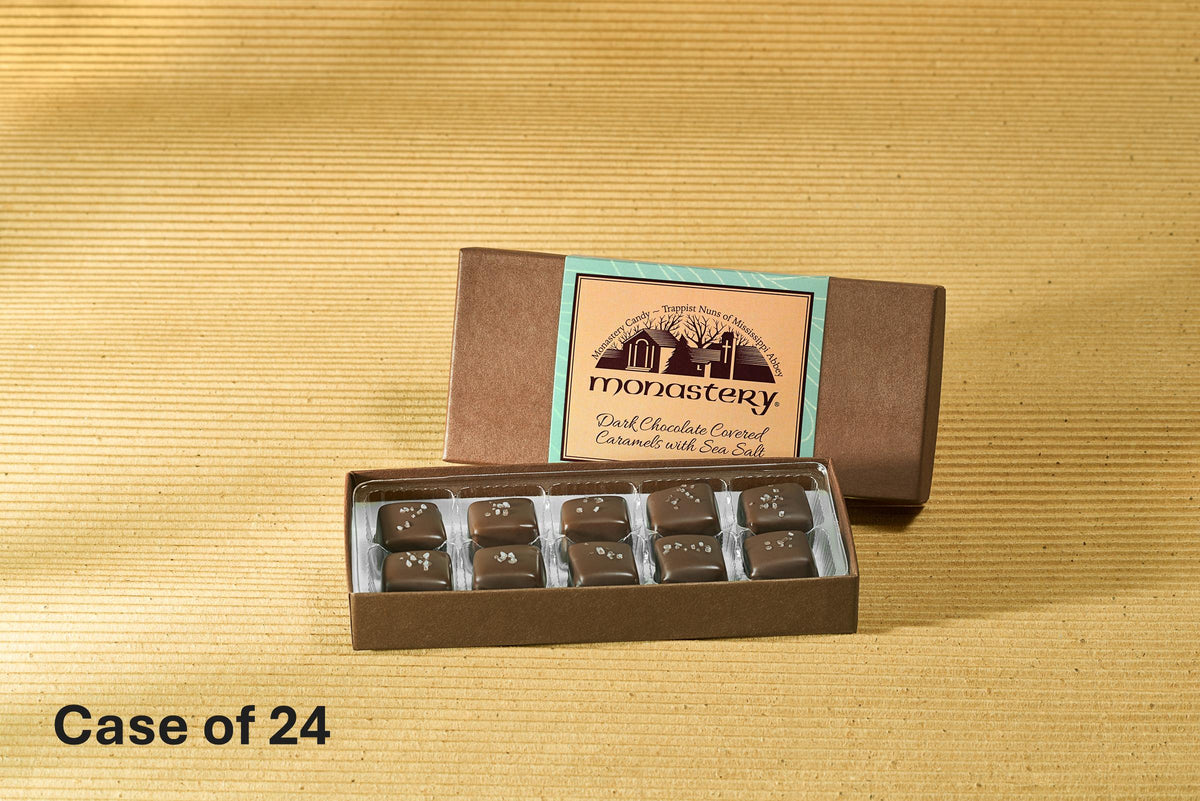 Sea Salt Caramels - DARK Choc 4.5 oz. Case of 24 – monasterycandy