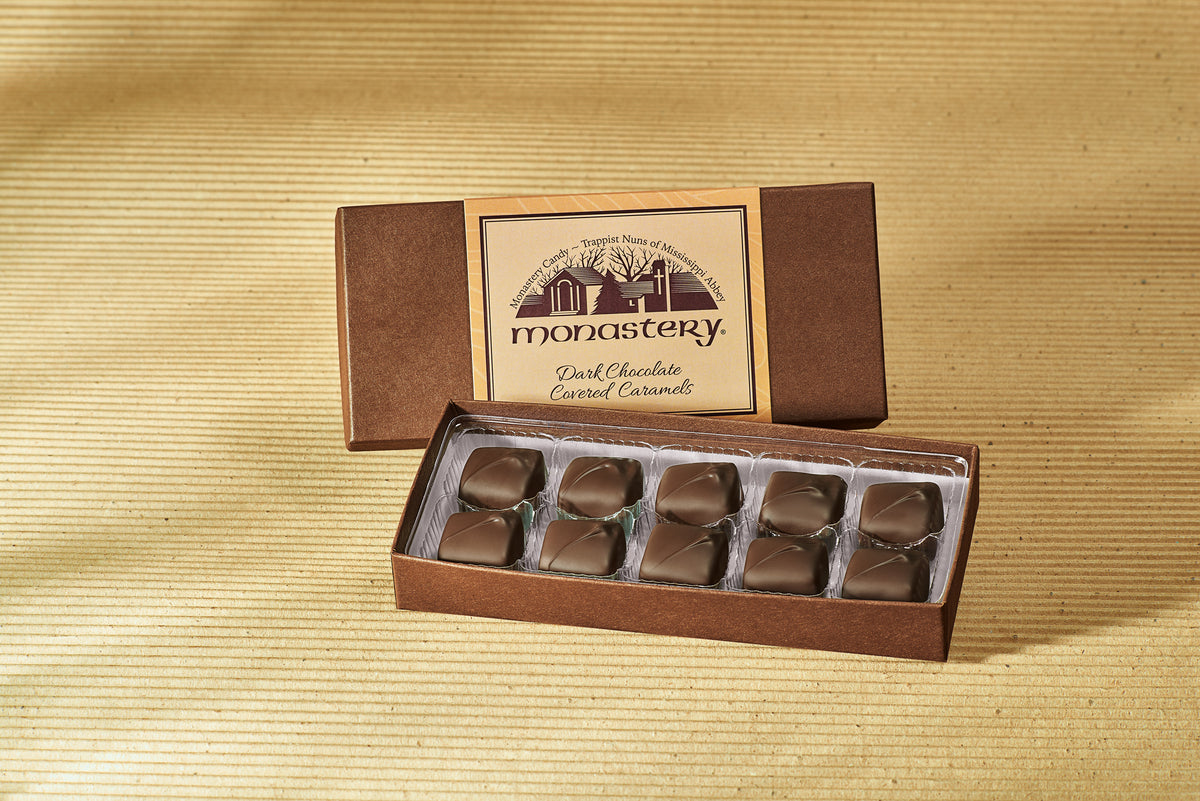 Dark Chocolate-Covered Caramels 4.5 oz – monasterycandy